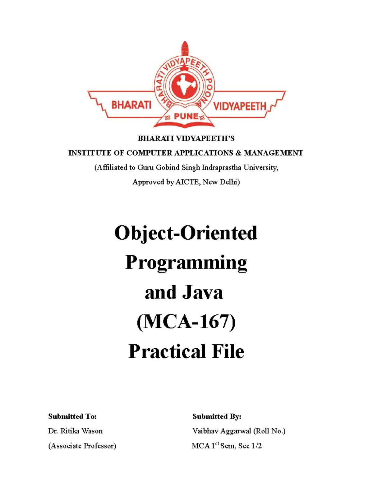 Vaibhav Aggarwal (T22044111) - BHARATI VIDYAPEETH’S INSTITUTE OF ...