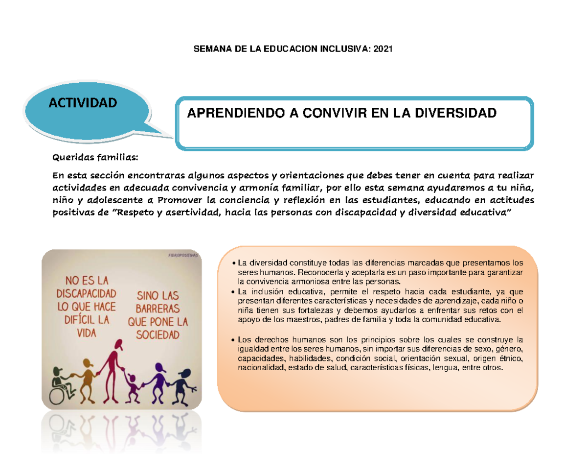 Sesion de semana inclusiva 2021 - SEMANA DE LA EDUCACION INCLUSIVA ...