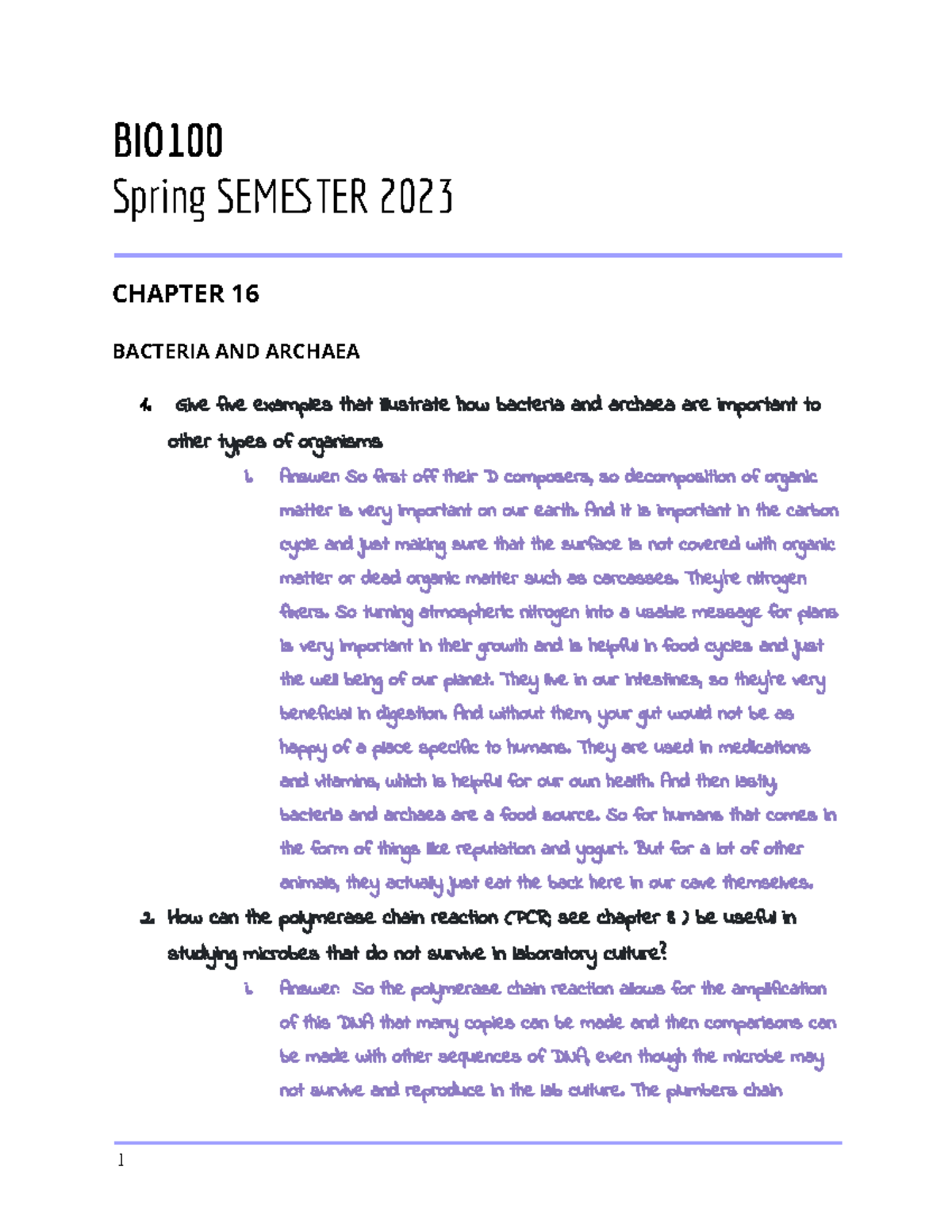 CH. 16: Bacteria and Archaea - BIO Spring SEMTER 2023 CHAPTER 16 ...