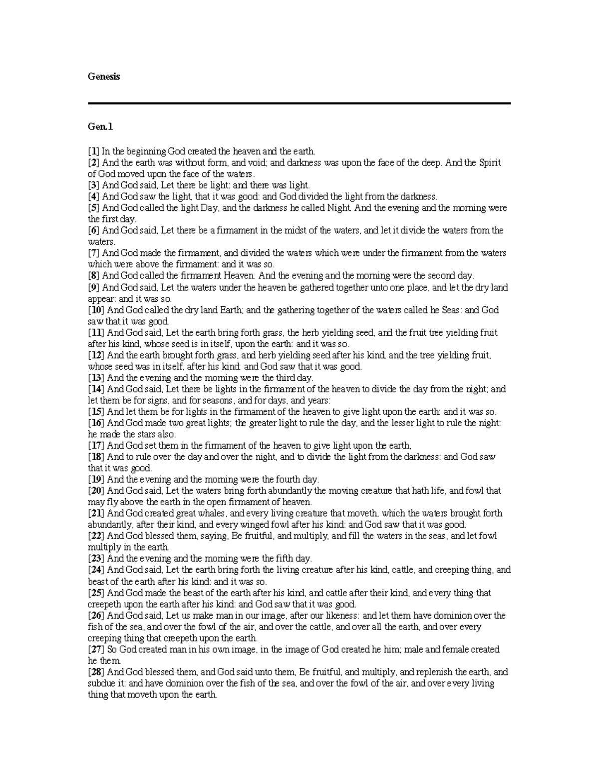 Genesis and Revelation Excerpts - Genesis Gen. [ 1 ] In the beginning ...