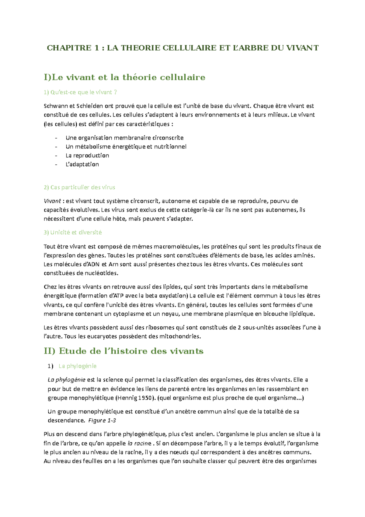 CHAP 1 La théorie cellulaire et l'arbre du vivant - CHAPITRE 1 : LA ...