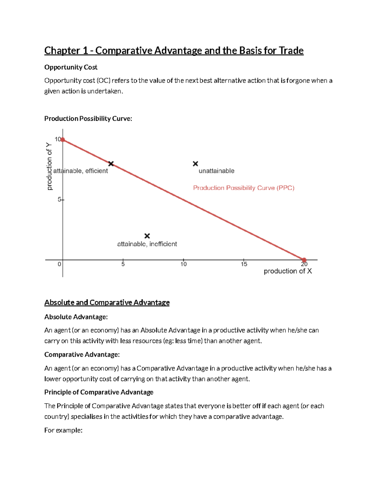 ECON1101 Microeconomics 1 Notes - Chapter 1 - Comparative Advantage and ...