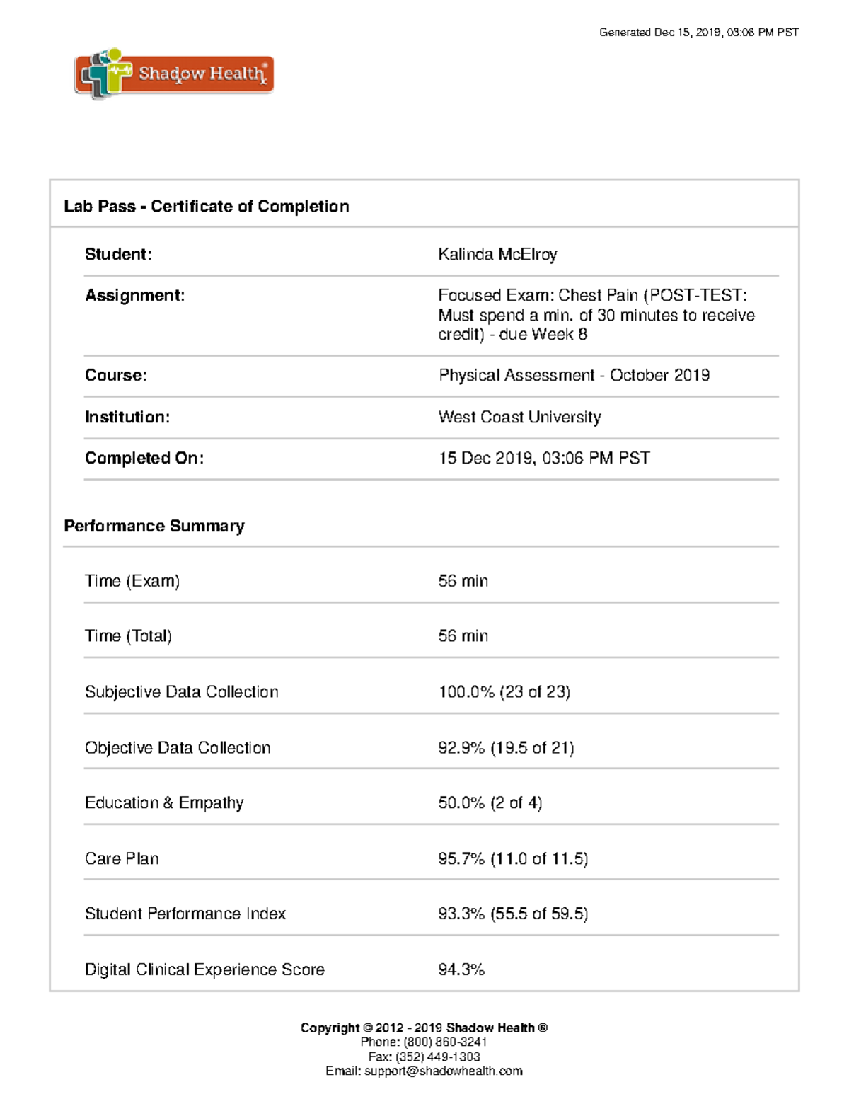 Chest Pain Post-Test - no description - Generated Dec 15, 2019, 03:06 ...