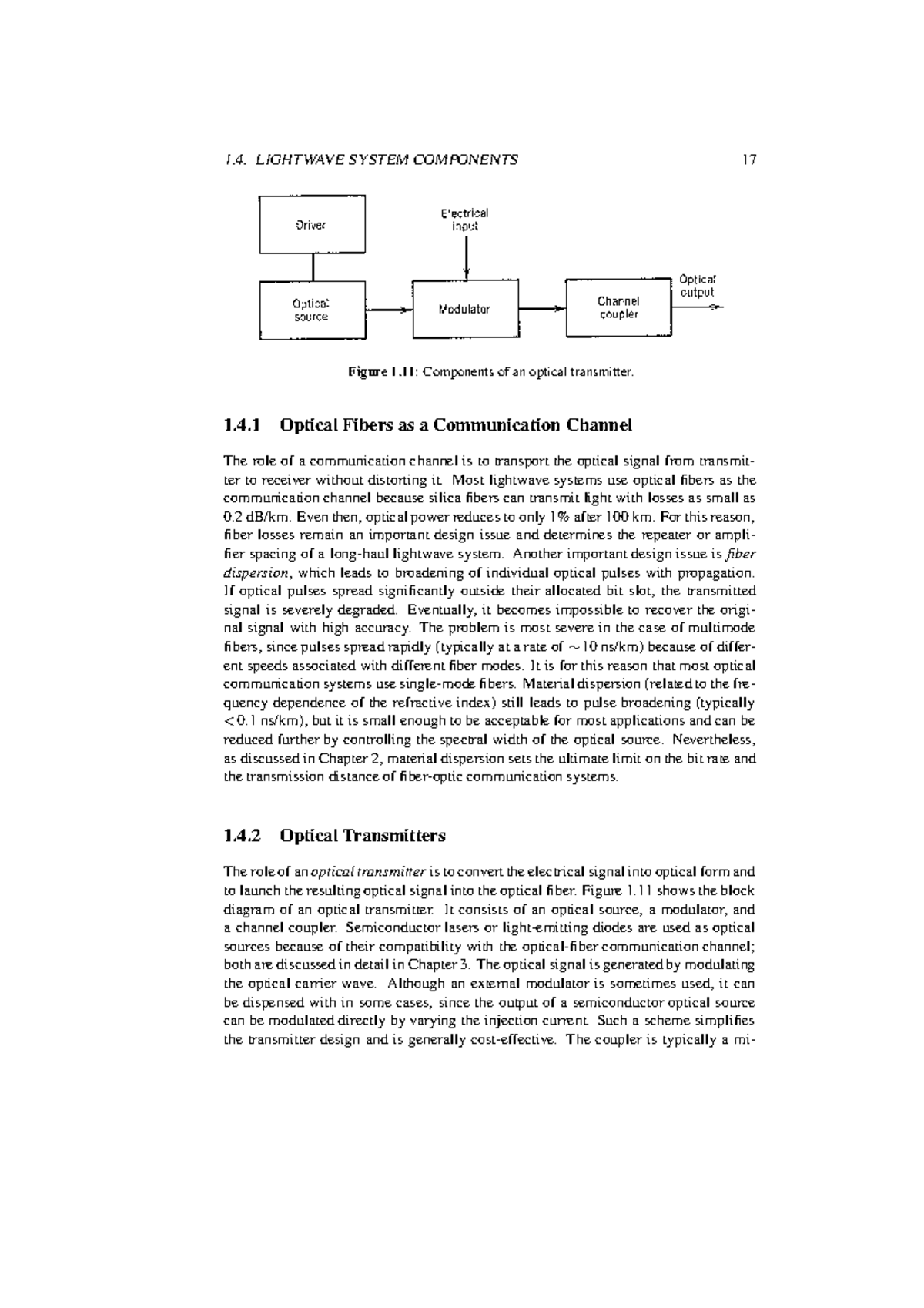 Fiber-Optic Communication Systems - 1. LIGHTWAVE SYSTEM COMPONENTS 17 ...