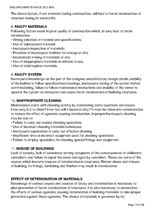 Building maintenance 1 (part 1) - BUILDING MAINTENANCE I BLD 305/BLD ...