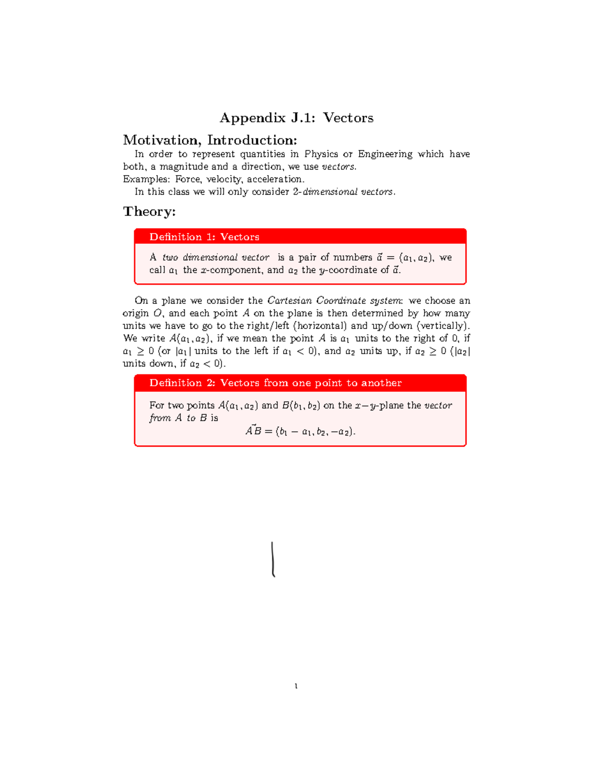1section 1 - Mm / io N - Appendix J: Vectors Motivation, Introduction: In order to represent ...