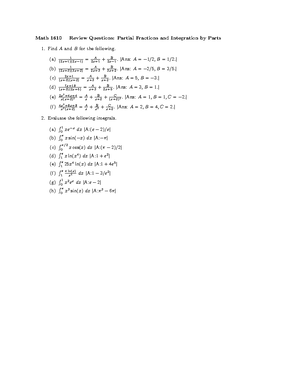 Review Taylor Polynomials and Series - Math 1610 Review Questions ...