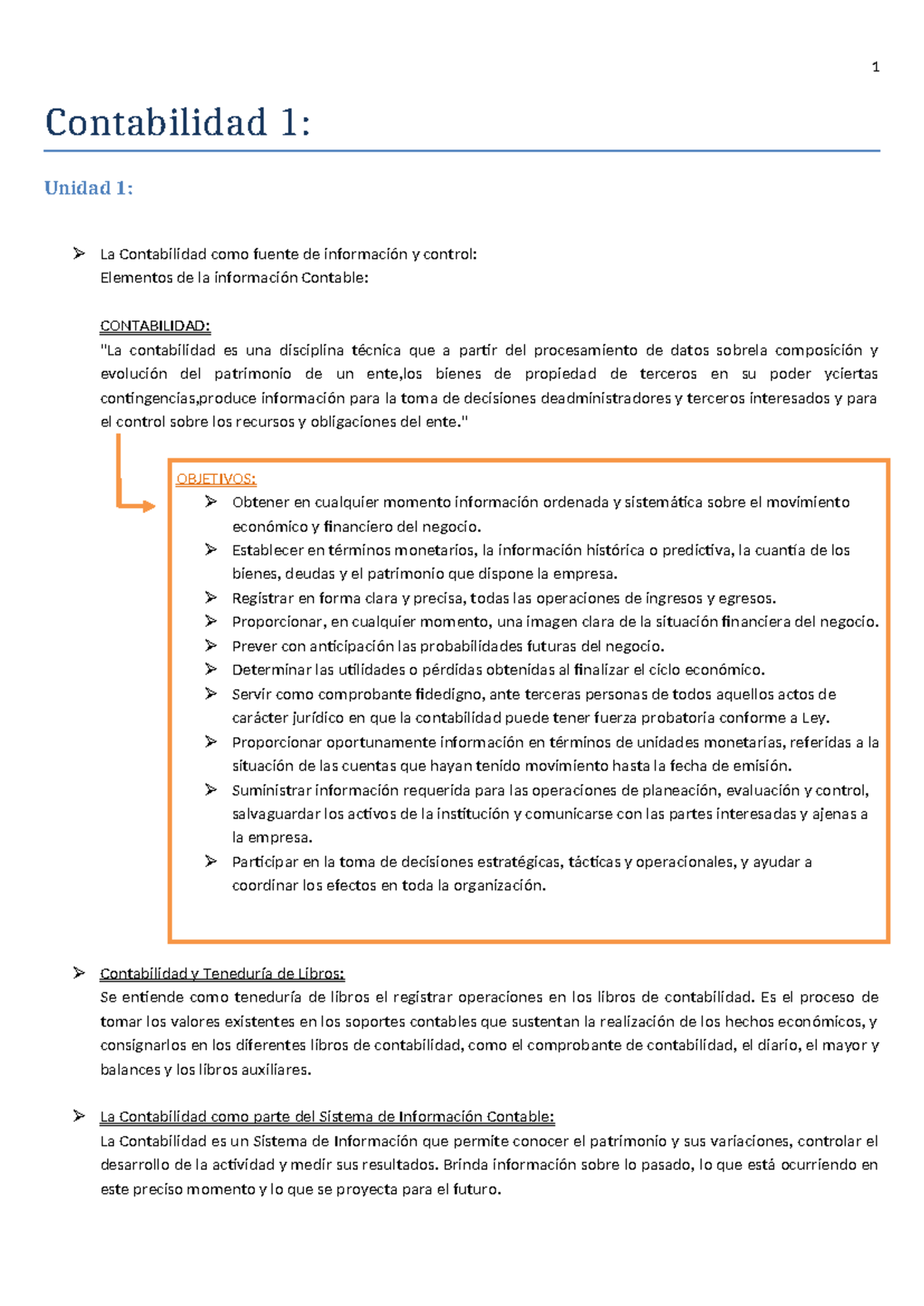 Final - resumen - Contabilidad 1: Unidad 1: La Contabilidad como fuente de información y control ...
