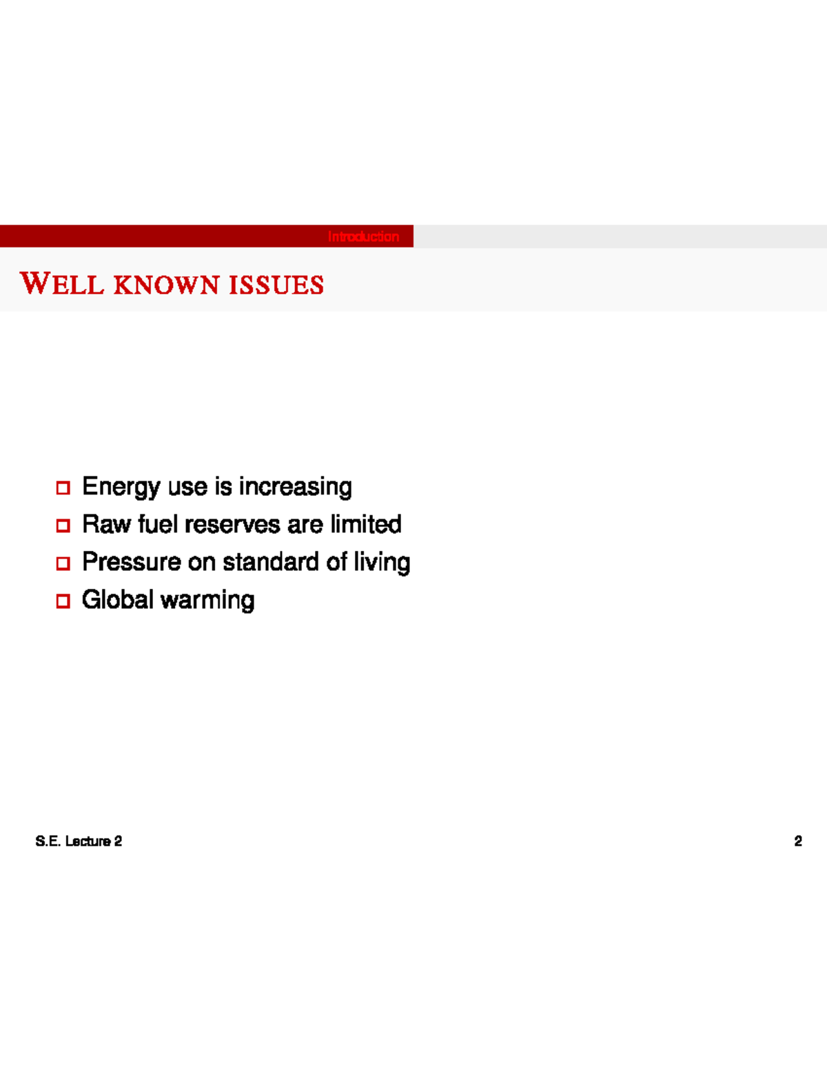 Lec 2 overview of the energy and related issues - Mechanical Engineering Technology - Studocu