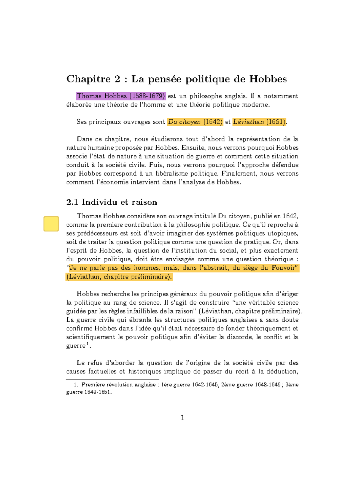 Chapitre 2 - cm note cours - Chapitre 2 : La pens ́ee politique de ...