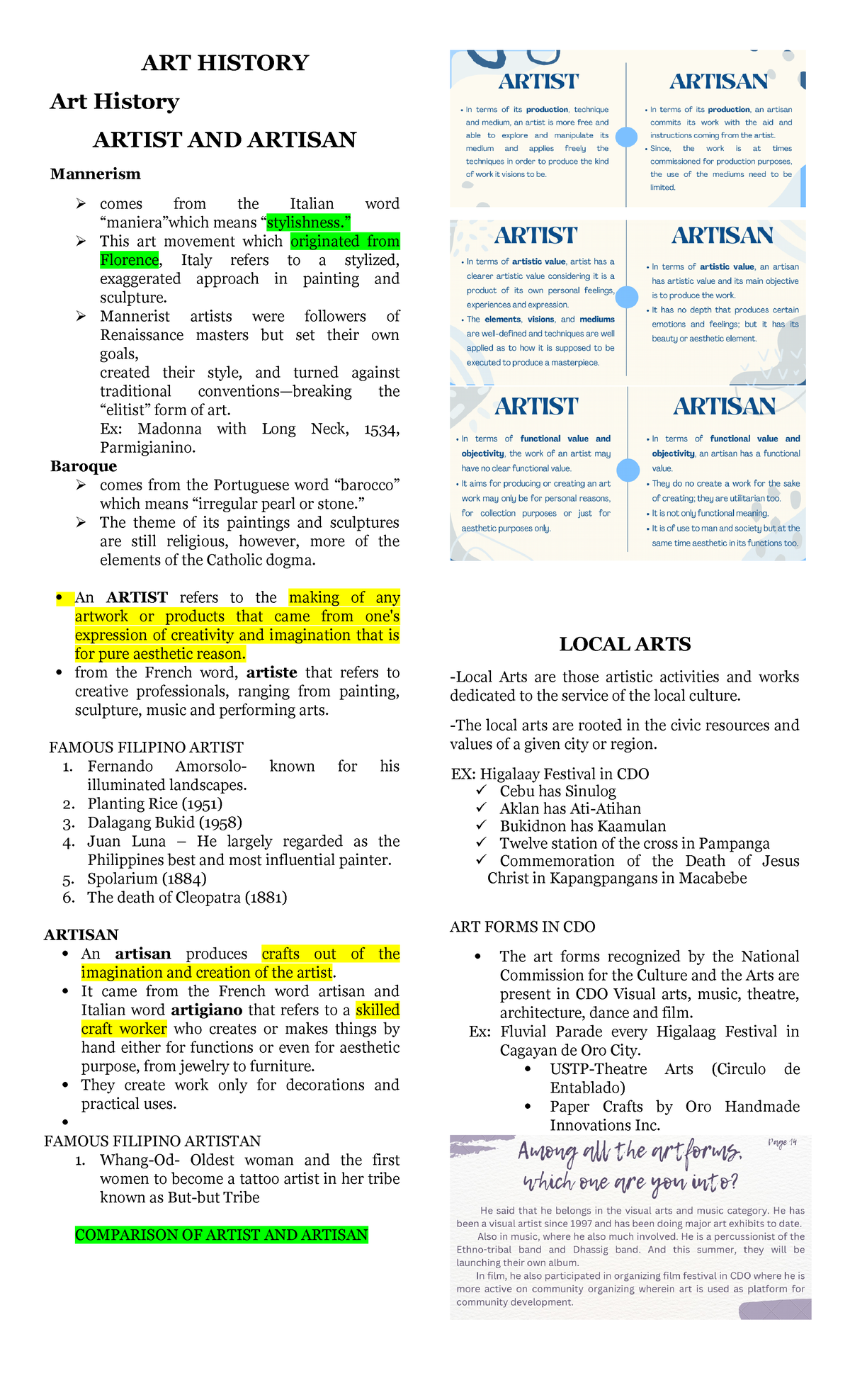 Artapp lesson for exam - ART HISTORY Art History ARTIST AND ARTISAN ...