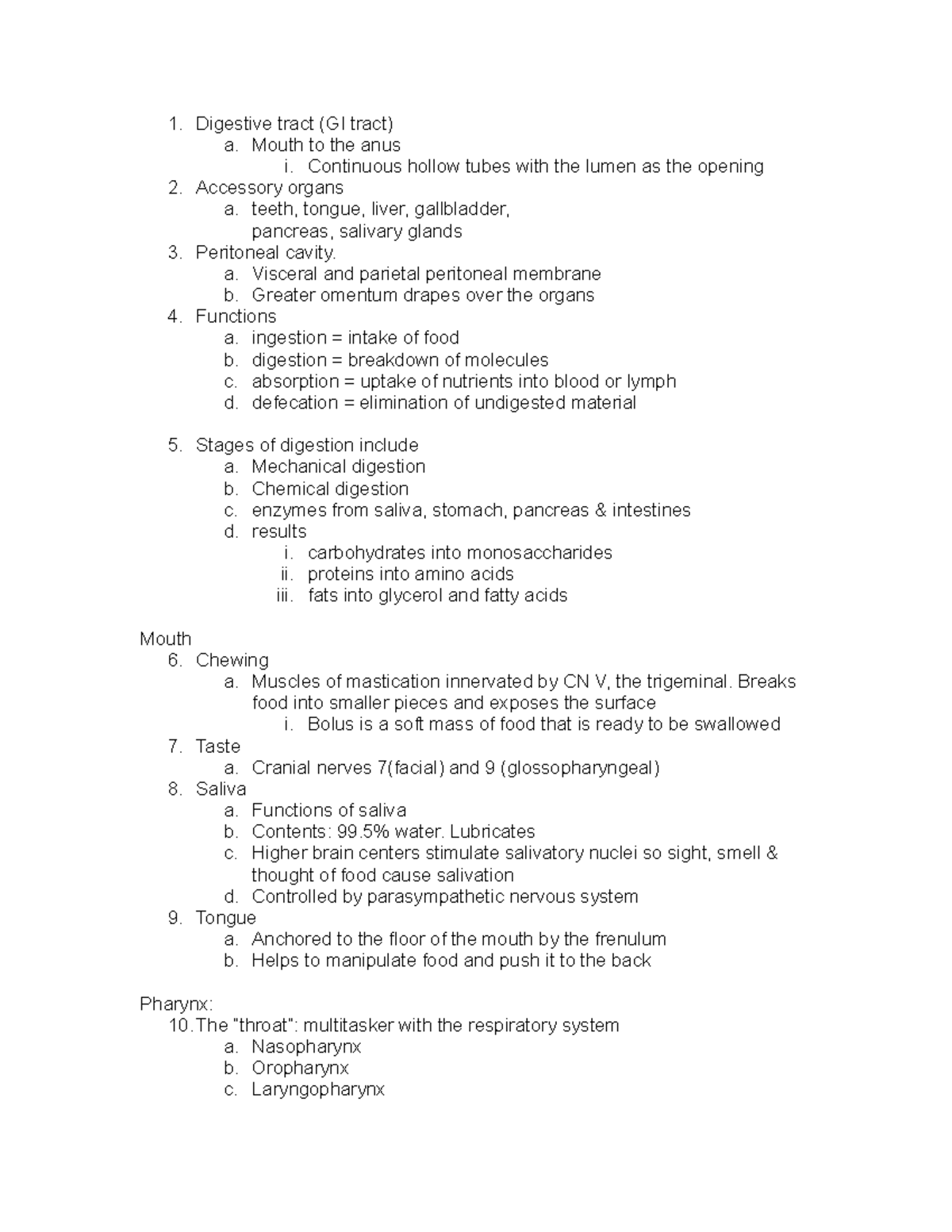 Digestive System Supplemental Notes - Digestive tract (GI tract) a ...