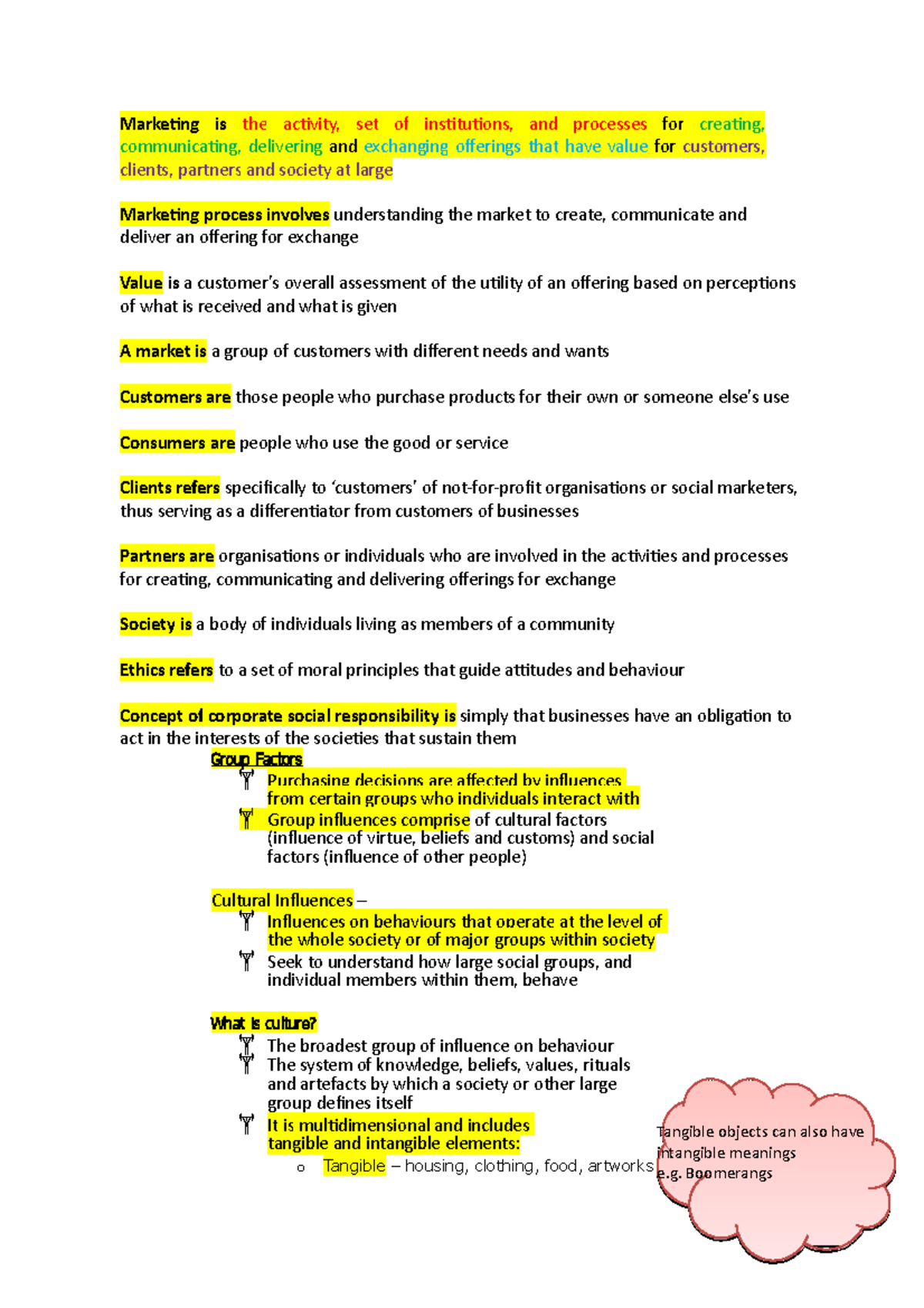 Week 8 - Lecture notes 8 - Tangible objects can also have intangible ...