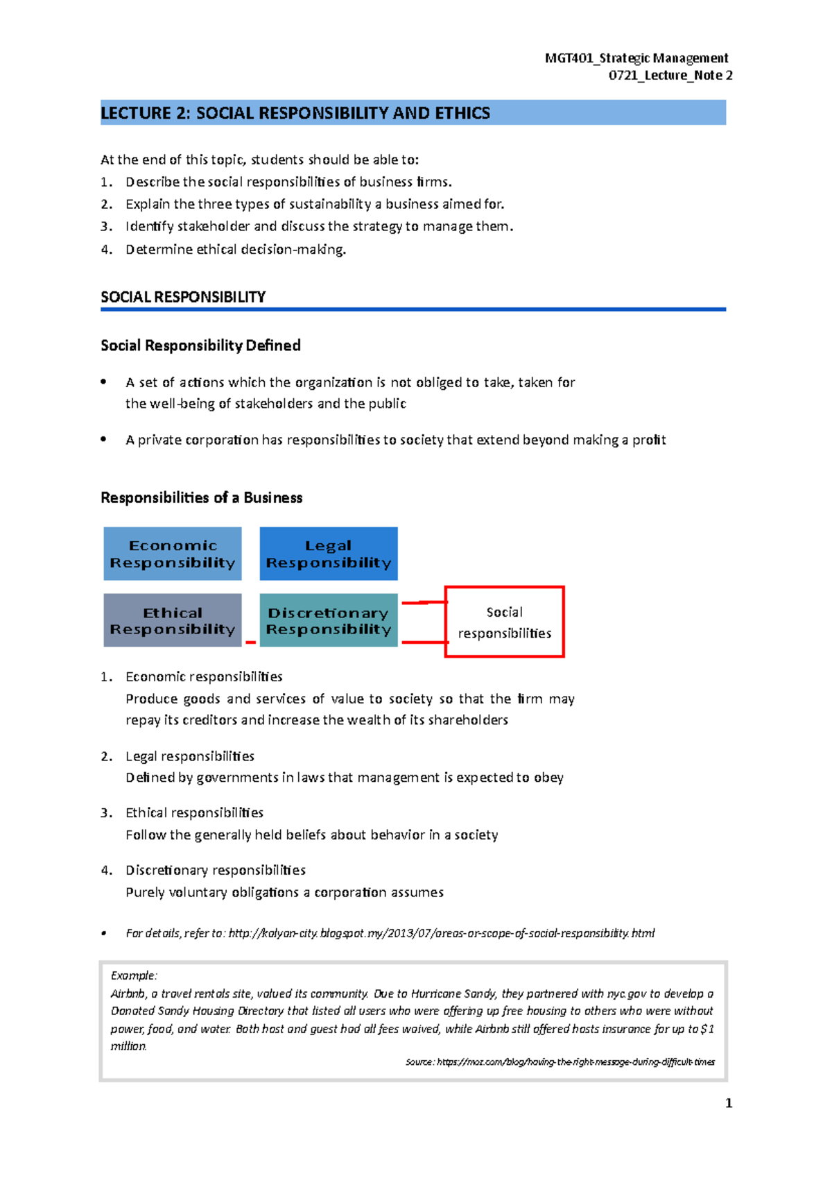 Lecture Note2 Social Responsibility and Ethics 0721 - 0721_Lecture_Note ...