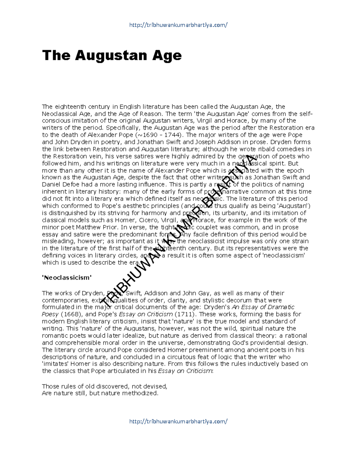 Augustan period of English literature - The Augustan Age The eighteenth ...