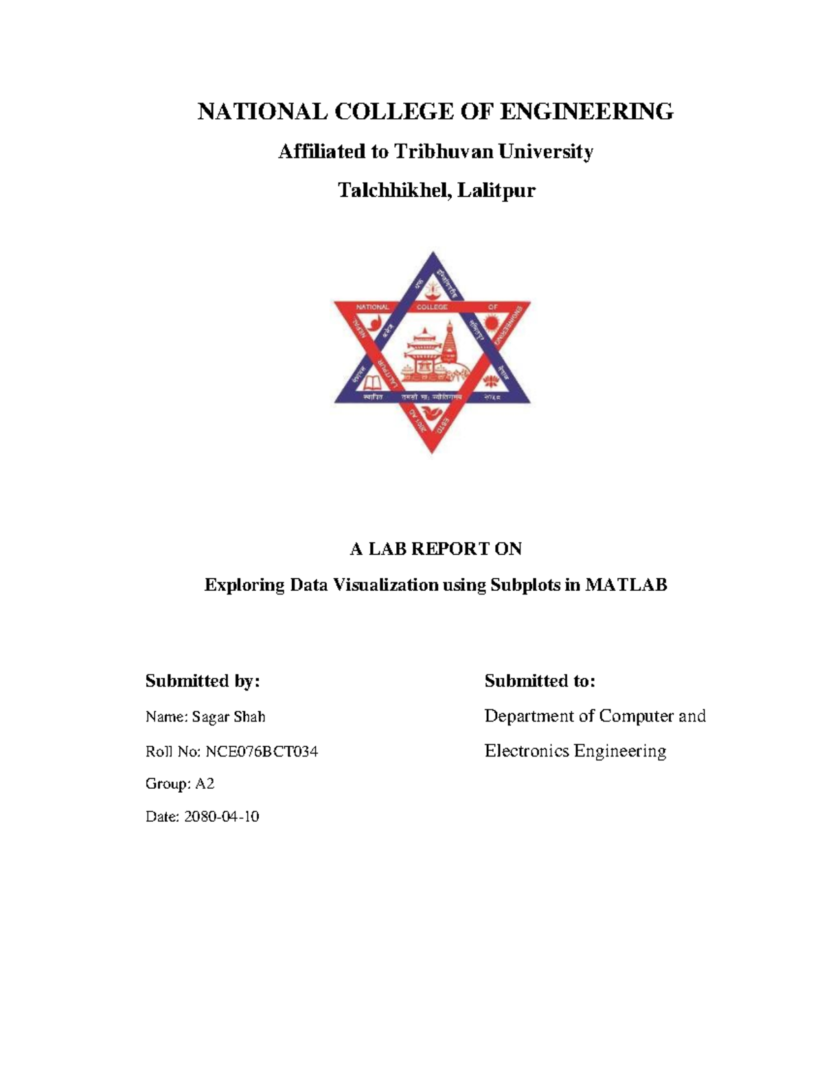 Matlab LAB Subplot - NATIONAL COLLEGE OF ENGINEERING Affiliated to ...