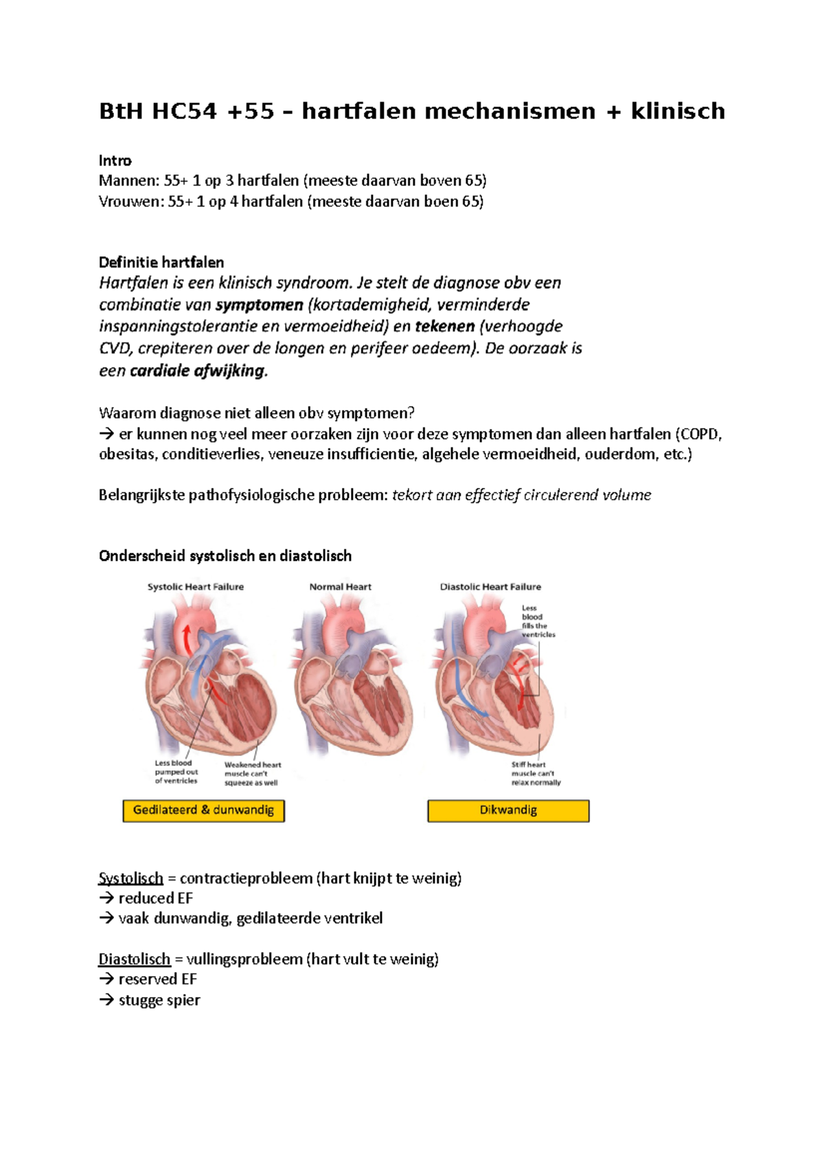 Basis tot Homeostase HC54+55 - BtH HC54 +55 – hartfalen mechanismen ...