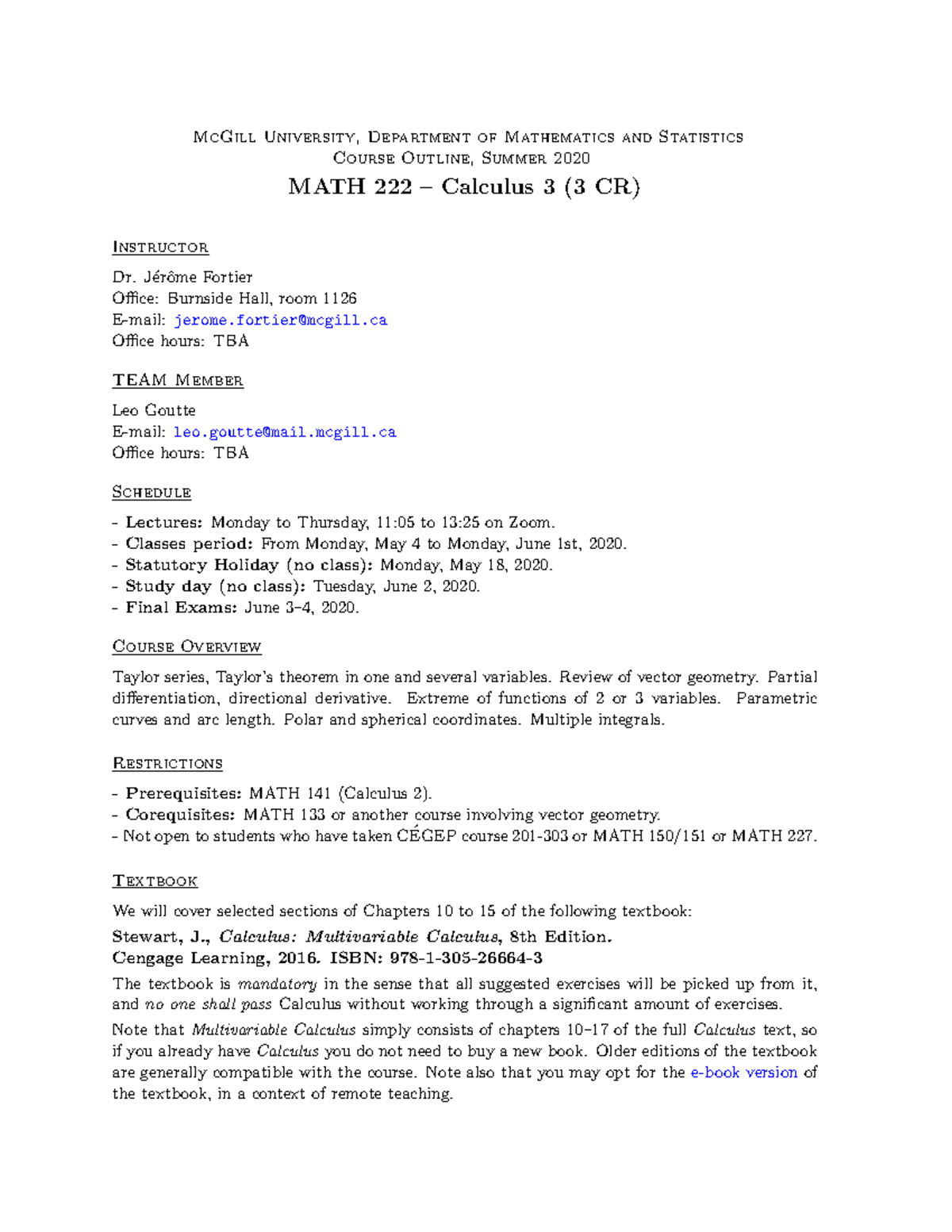 222-outline - Copy (1) 2 - McGill University, Department of Mathematics ...