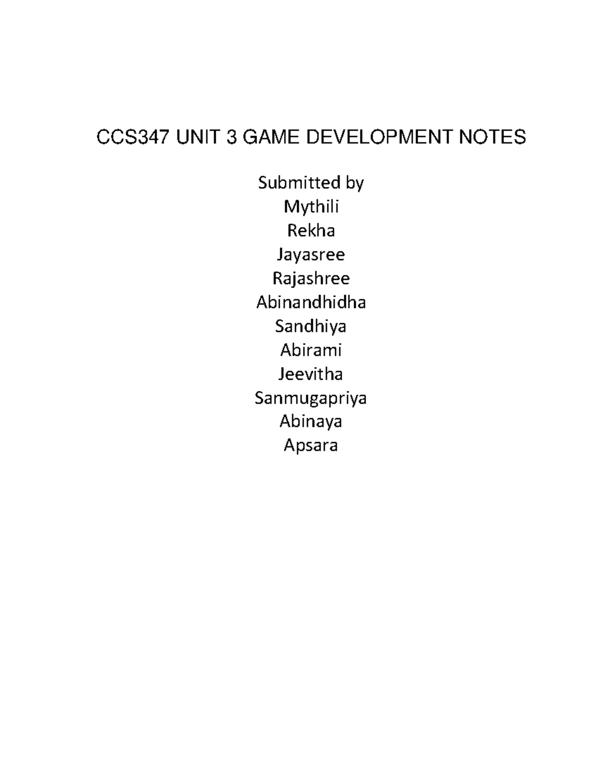 UNIT 3 gd notes - ........ - CCS347 UNIT 3 GAME DEVELOPMENT NOTES ...