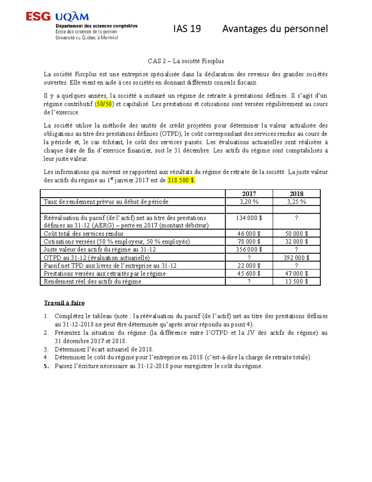 Cours 9 IAS19 AP CAS2 Fiscplus nonc Final IAS 19 Avantages Du