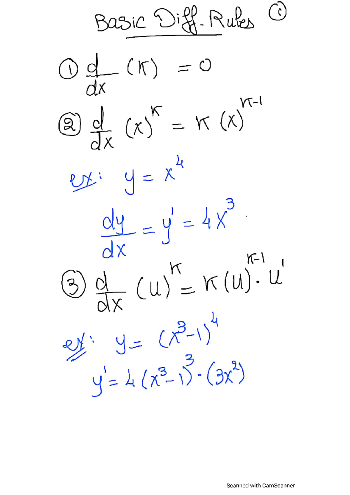 Lecture (1)-Math - Basic Diff-Rules ( 10 (K) = 0 dx VT-1 2 dx d (x)k ...
