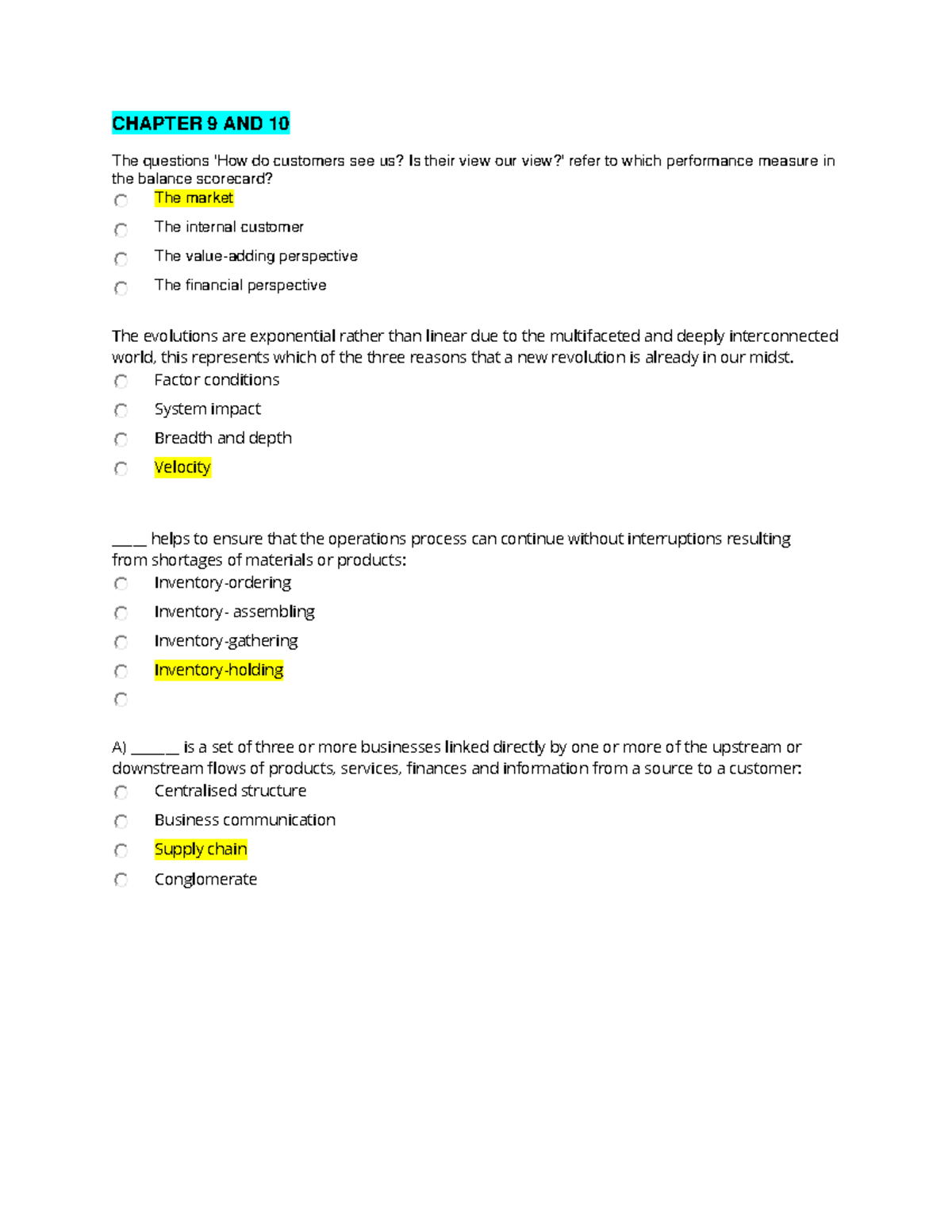 2B. BMA Section A - business management notes - CHAPTER 9 AND 10 The ...