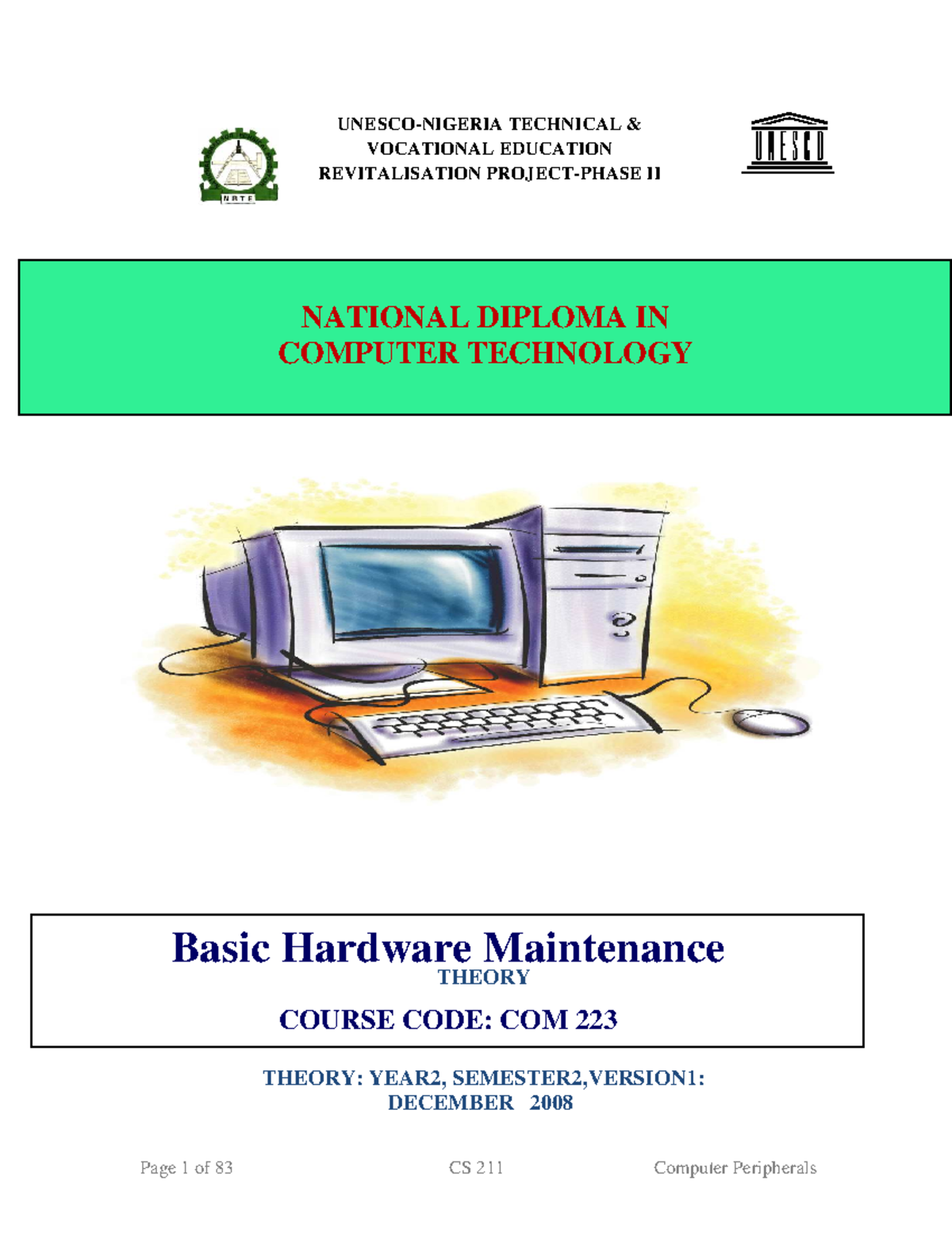 Com 223 basic hardware maintenance theory - Page 1 of 83 UN REVI THEORY ...