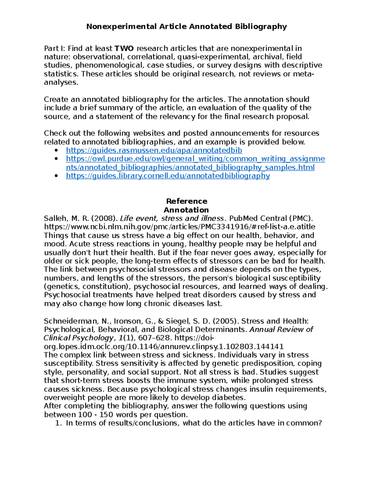 PSY 452 RS Annotated Bibliography Worksheet - Part I: Find at least TWO ...