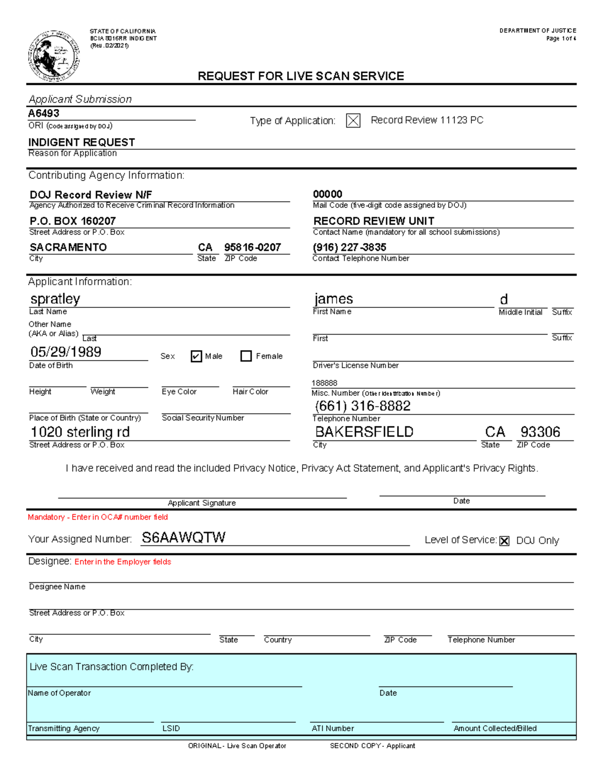 Bcia 8016RR indigent S6 Aawqtw - Contributing Agency Information ...