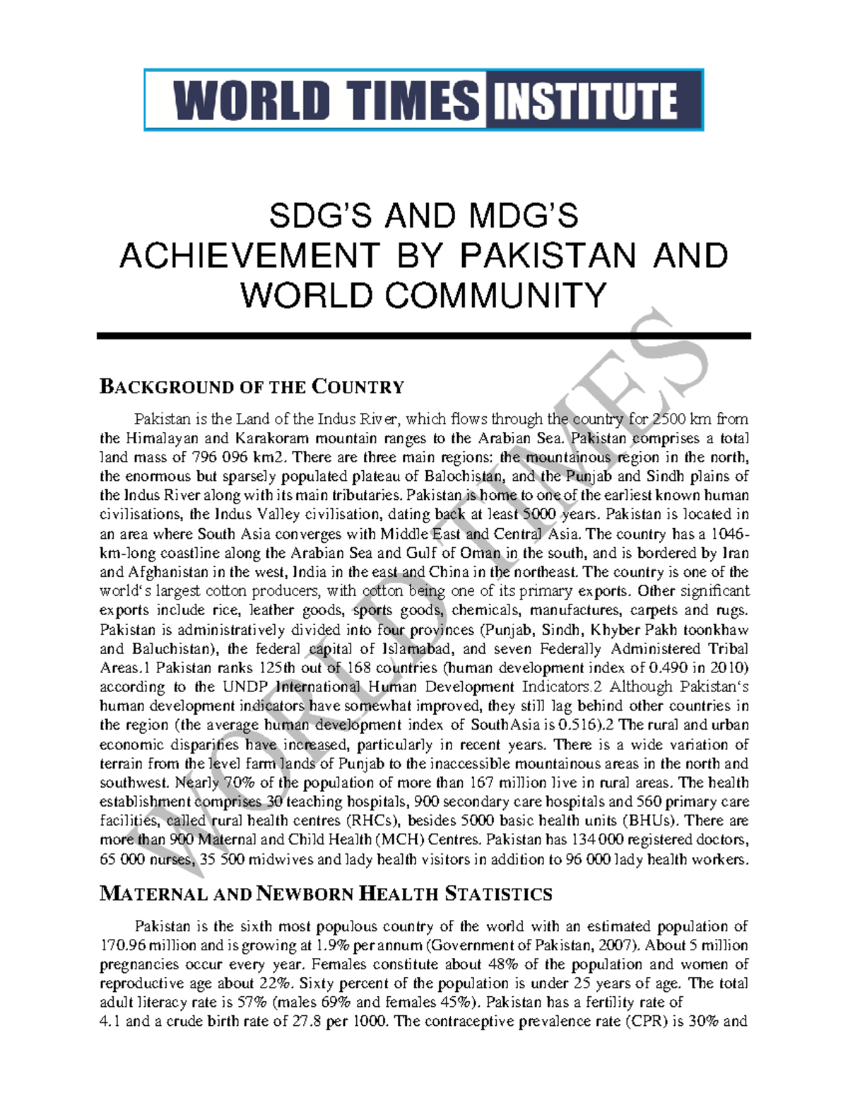 SDG's and MDG's Achievment By Pakistan - SDG’S AND MDG’S ACHIEVEMENT BY ...