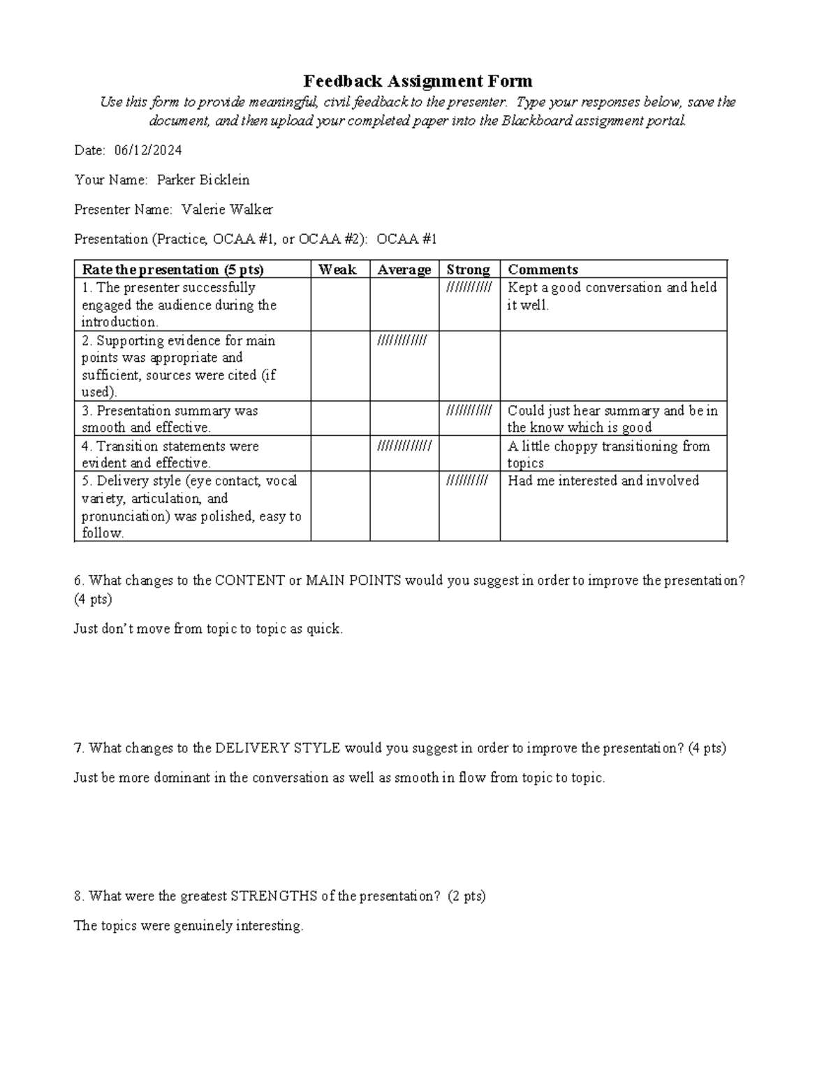 Feedback Assignment Form(1) - Feedback Assignment Form Use this form to ...