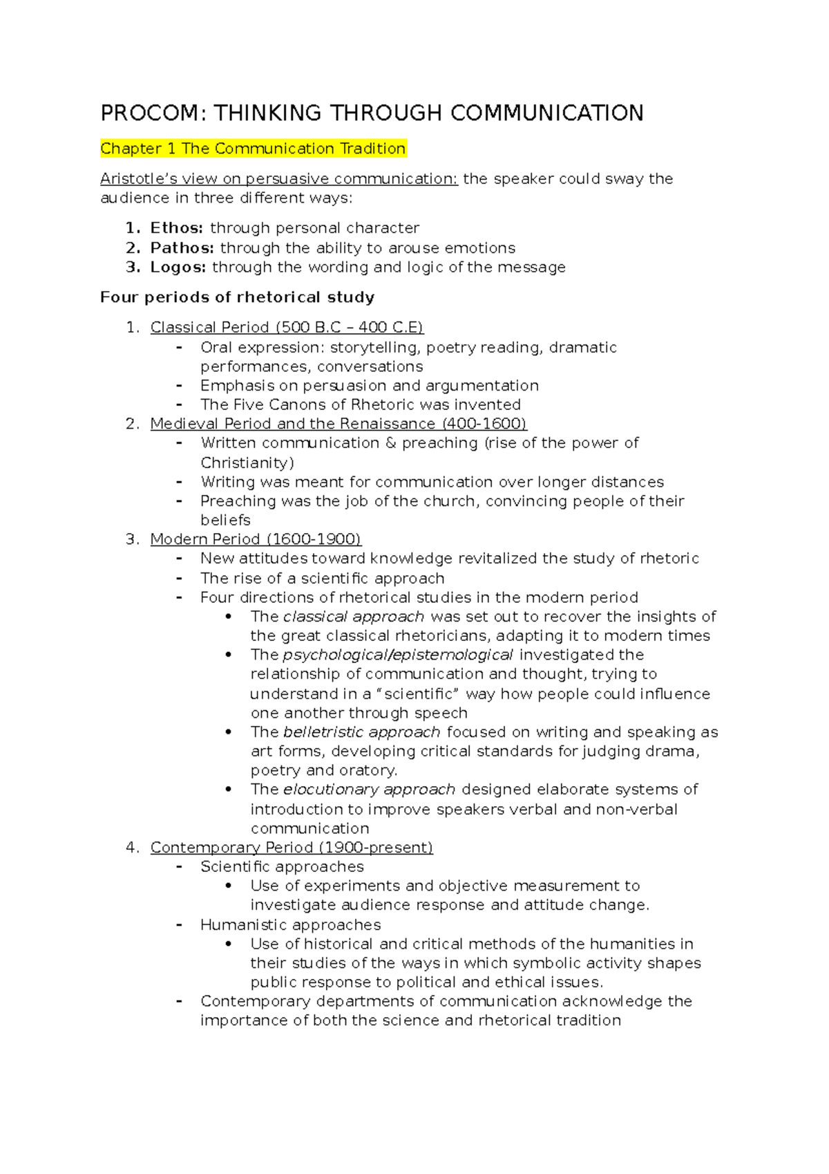 Thinking Through Communication - Samenvatting - PROCOM: THINKING ...