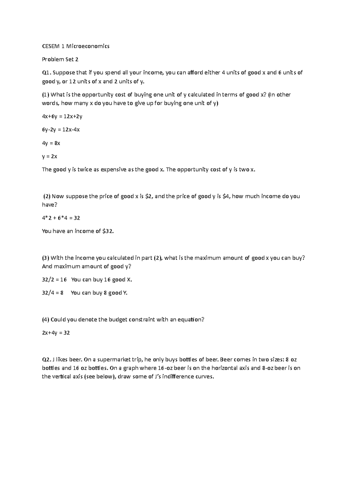Problem Set 2 - Mélissa Hauptmann - CESEM 1 Microeconomics Problem Set ...