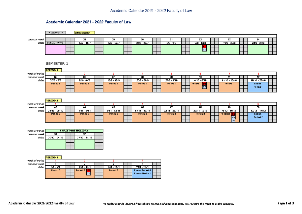 Academic calendar 2021-2022 - Academic Calendar 2021 - 2022 Faculty of ...