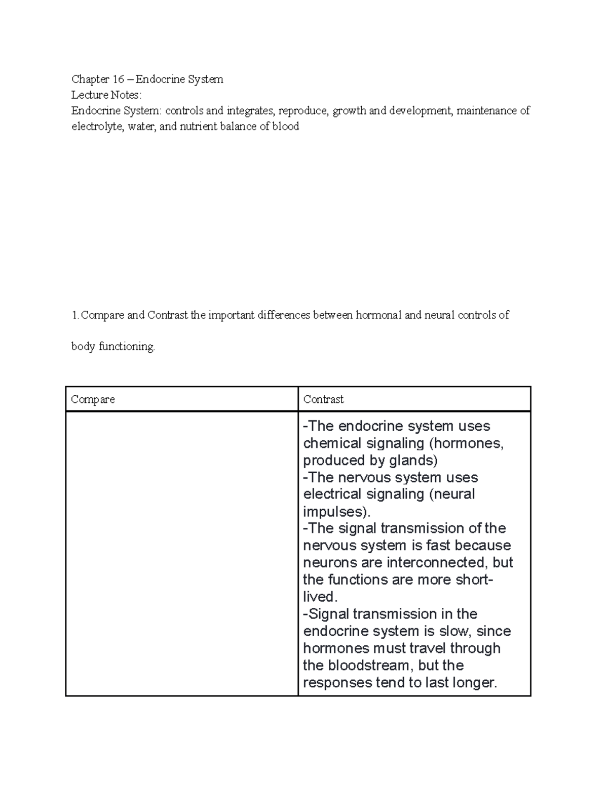 Chapter 16 – Endocrine System - Chapter 16 – Endocrine System Lecture ...