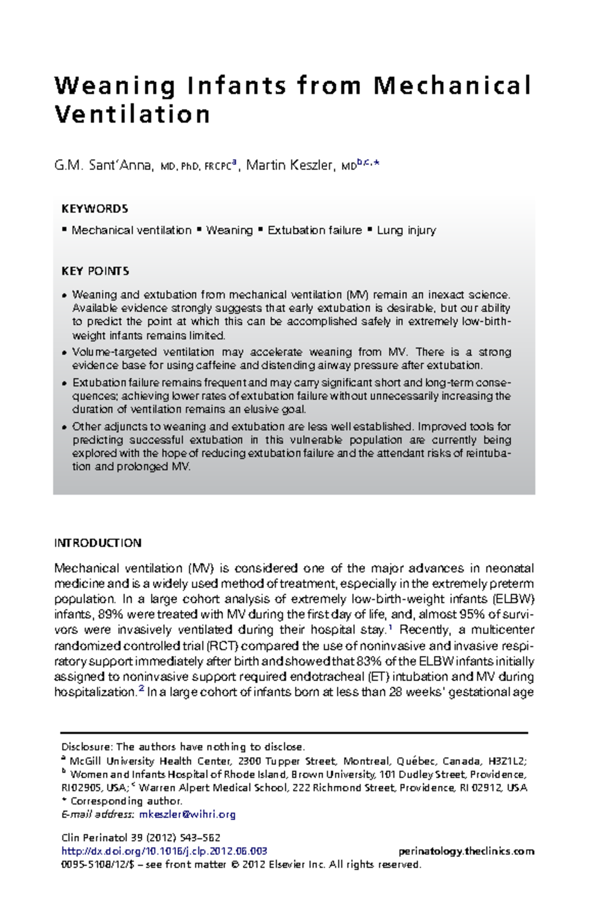 Weaning Infants from Vents JPerinatology 2012 - We a n i n g In f a n t ...