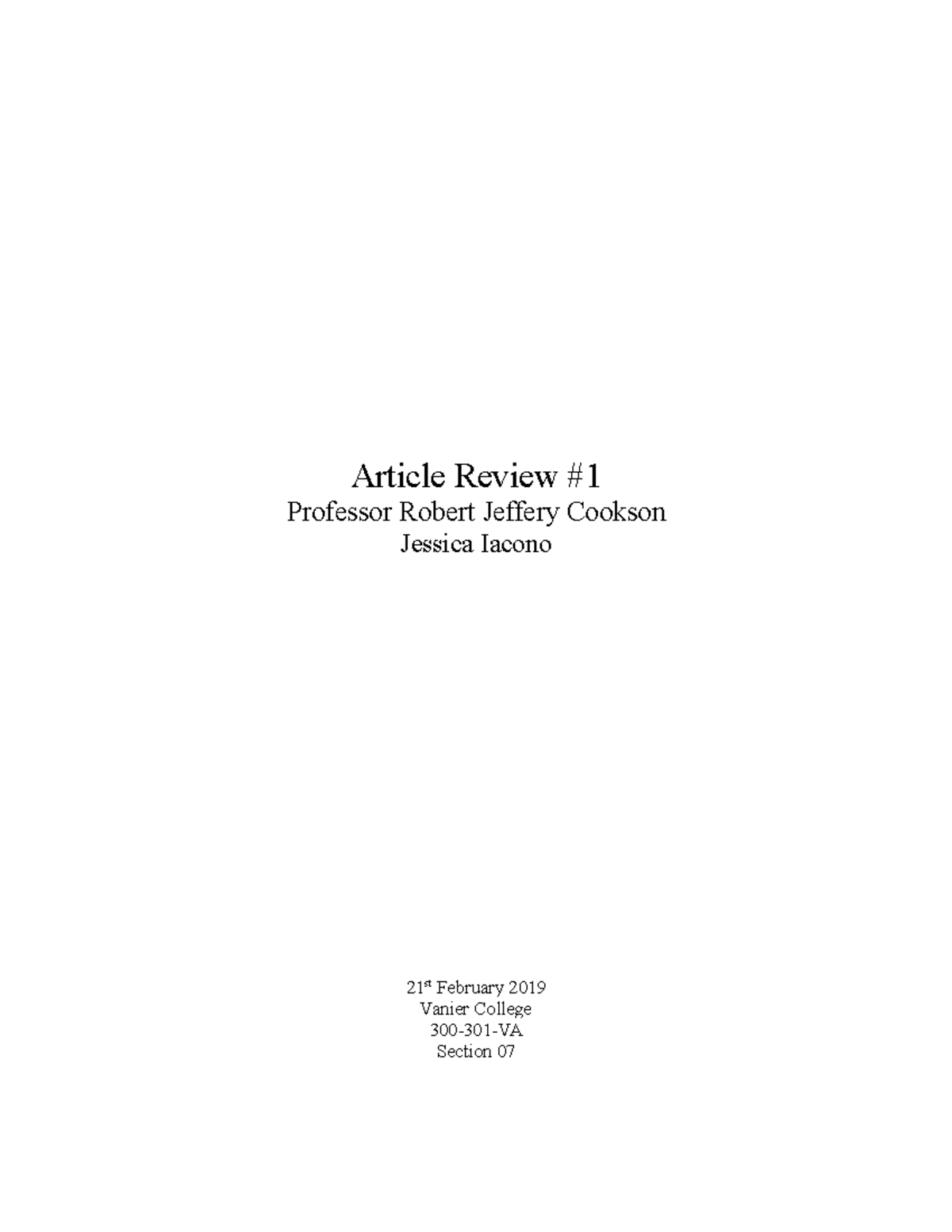 IP Article Review - Article Review Professor Robert Jeffery Cookson ...
