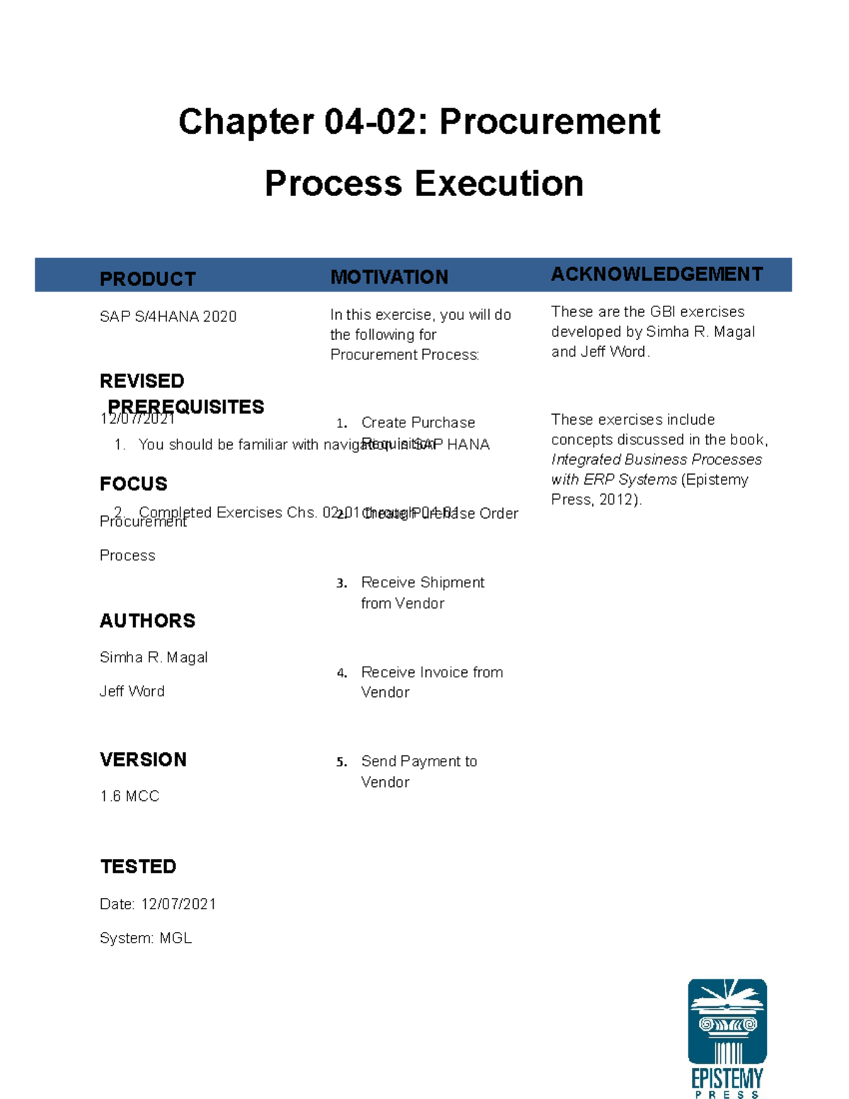 Procurement Process Execution - Studocu