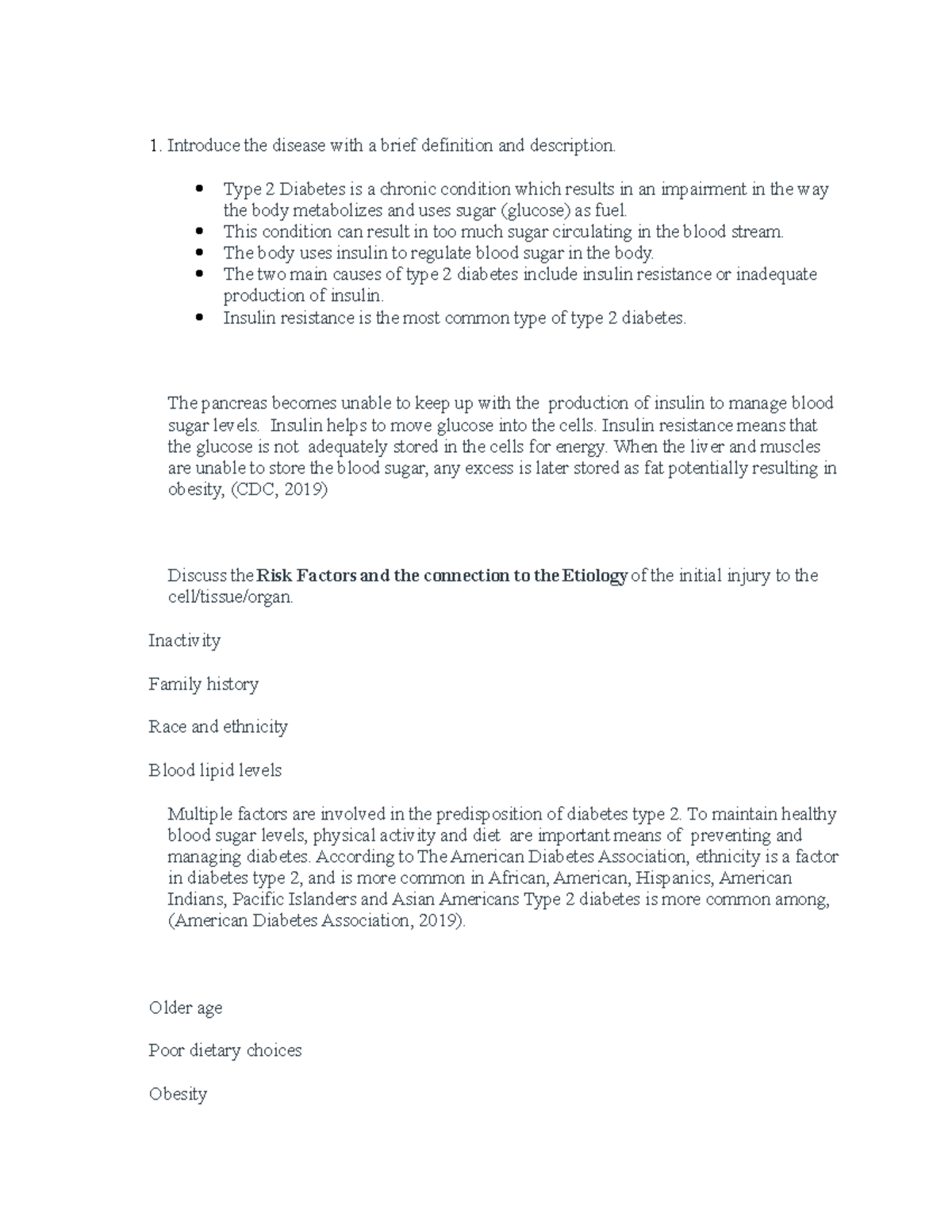 Disease Process Presentation Week 2 Topis/explanations - 1 the disease ...