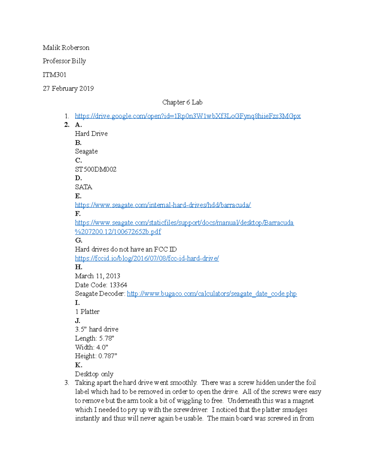 Ch 6 Lab - Ch 6 - Malik Roberson Professor Billy ITM 27 February 2019 Chapter 6 Lab - Studocu