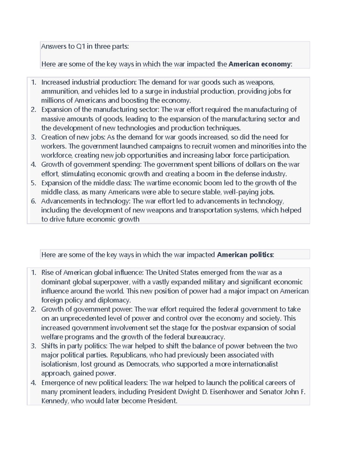 Quiz 2 - Study guide for quiz 2 on "WW2 and its impact on domestic ...