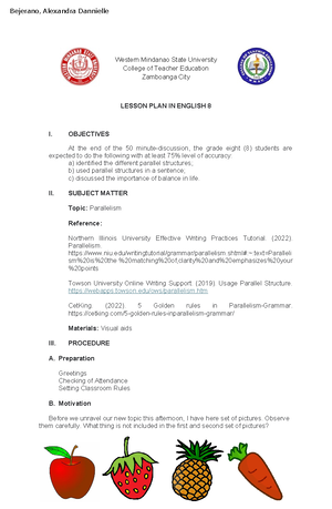 LP G8 - Semi-Detailed Lesson Plan for Grade 8 on Elements of a Story ...