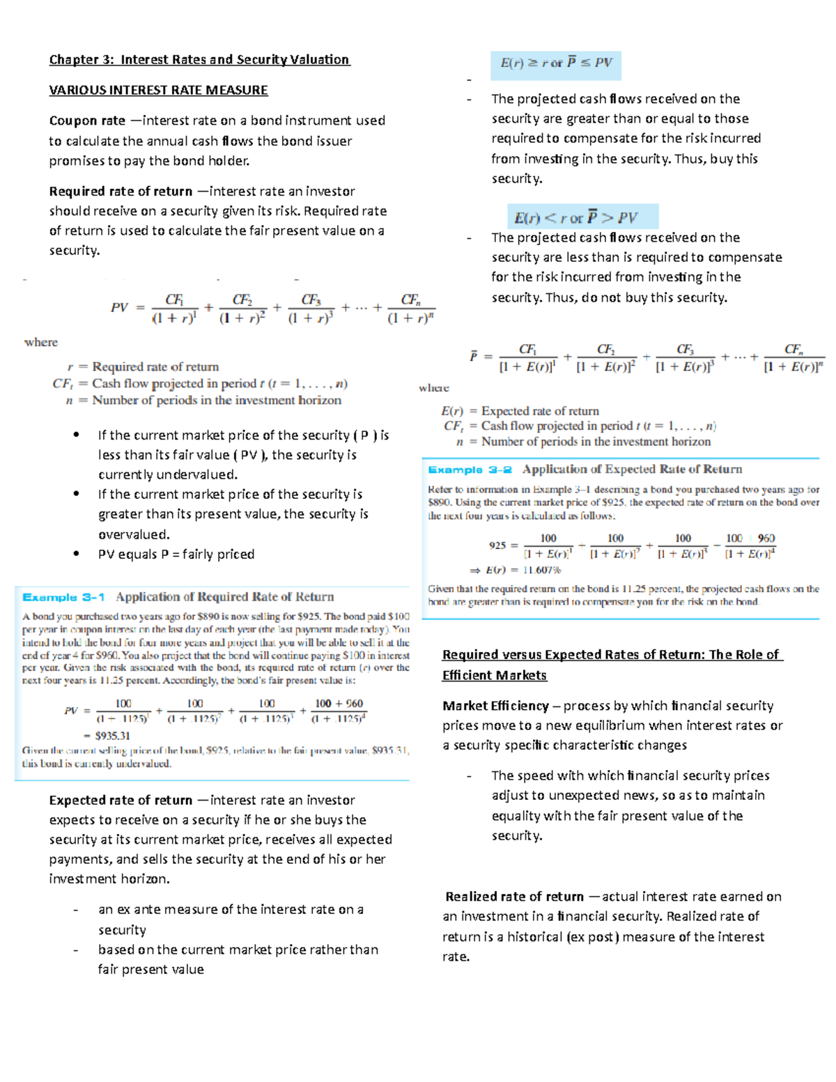 Chapter 3 - Various Interest Rate Measures Interest Rate and Security ...
