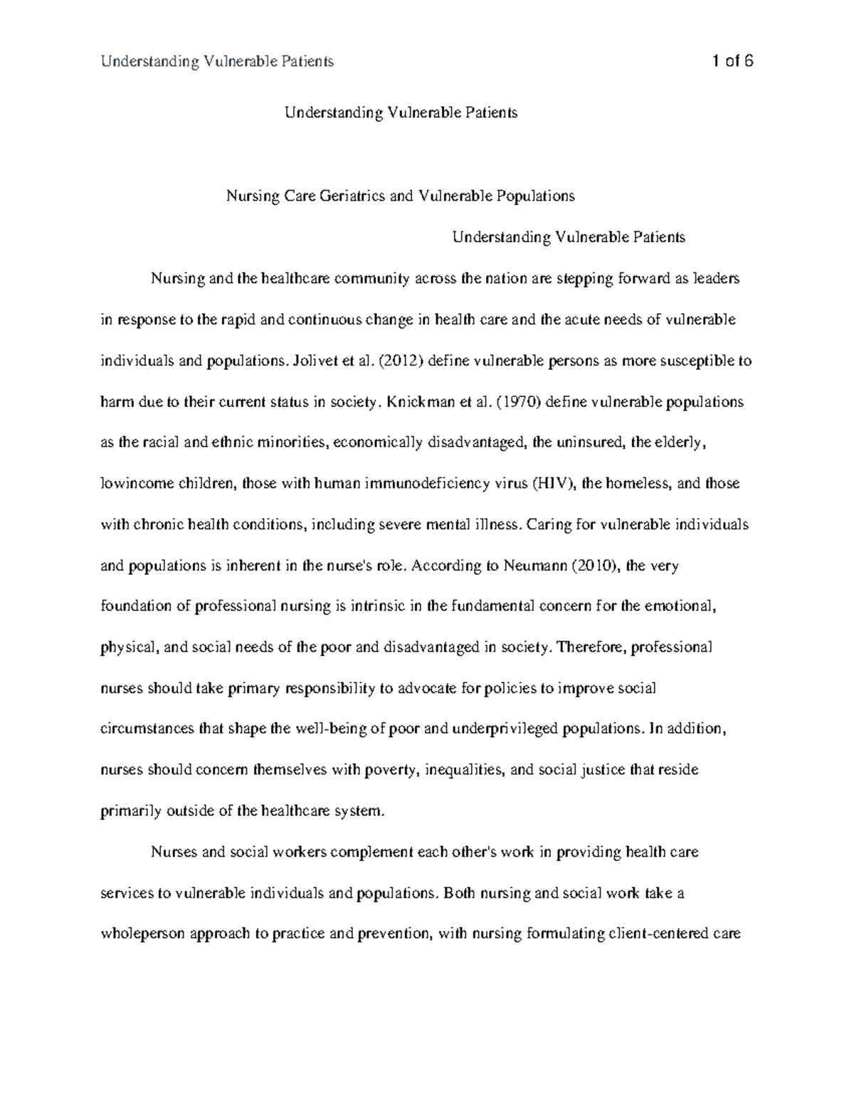 Nur3678 Understanding Vulnerable Patients - Understanding Vulnerable ...