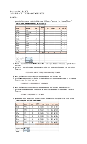 Formatting Worksheet Activity - Excel Activity 5 : FORMATTING ...