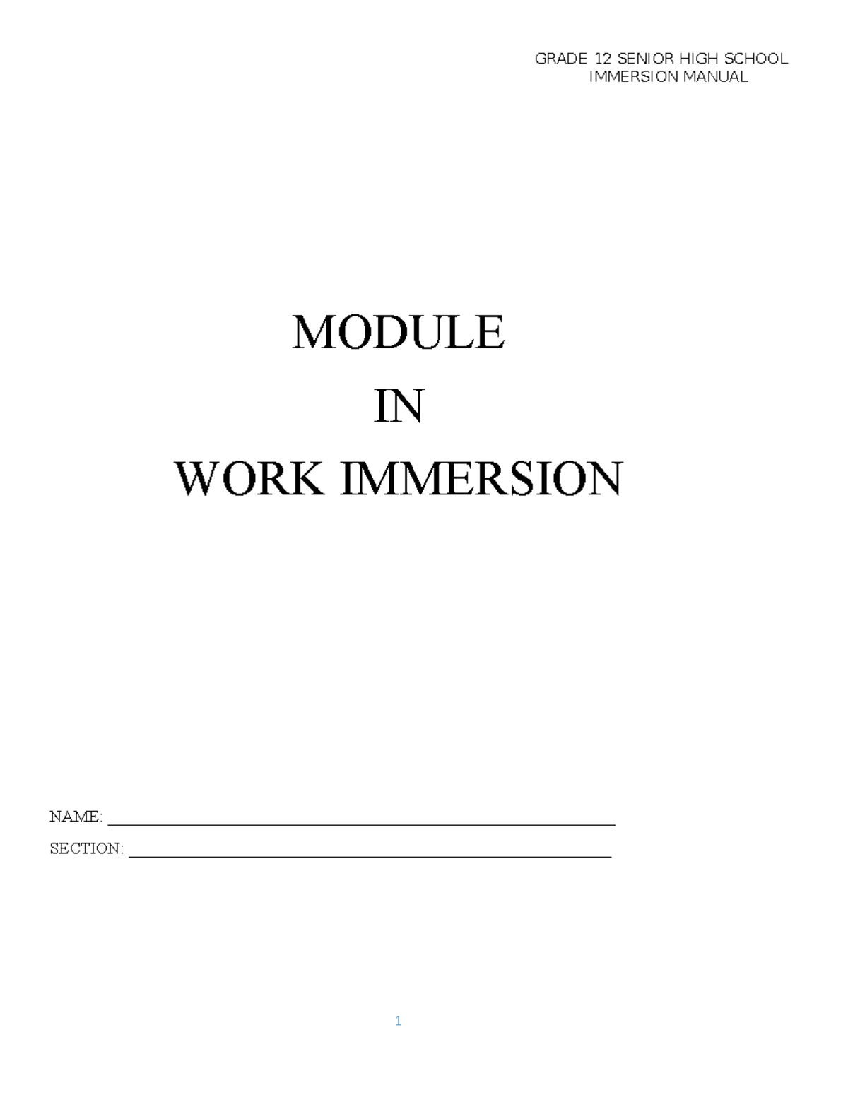 Module in immersion docx - IMMERSION MANUAL MODULE IN WORK IMMERSION ...