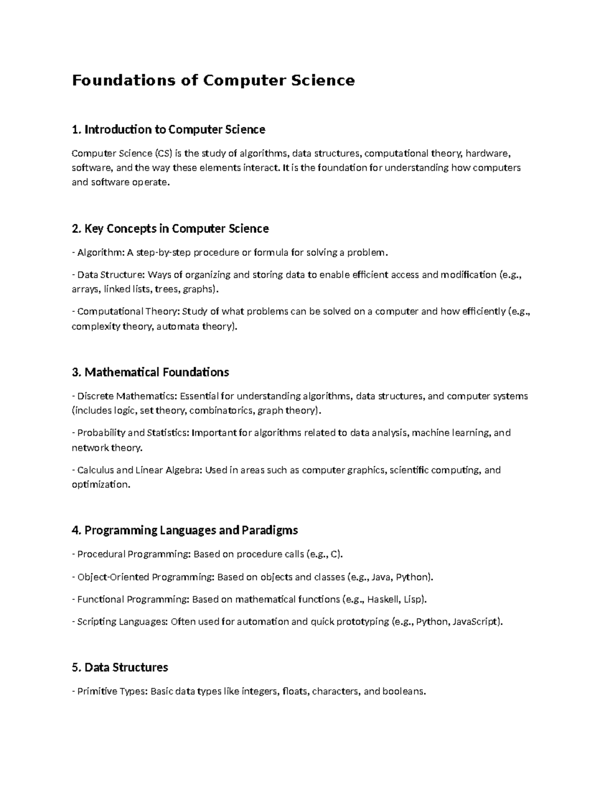 Foundation Of Computer Science Introduction To Computer Science Computer Science Cs Is The