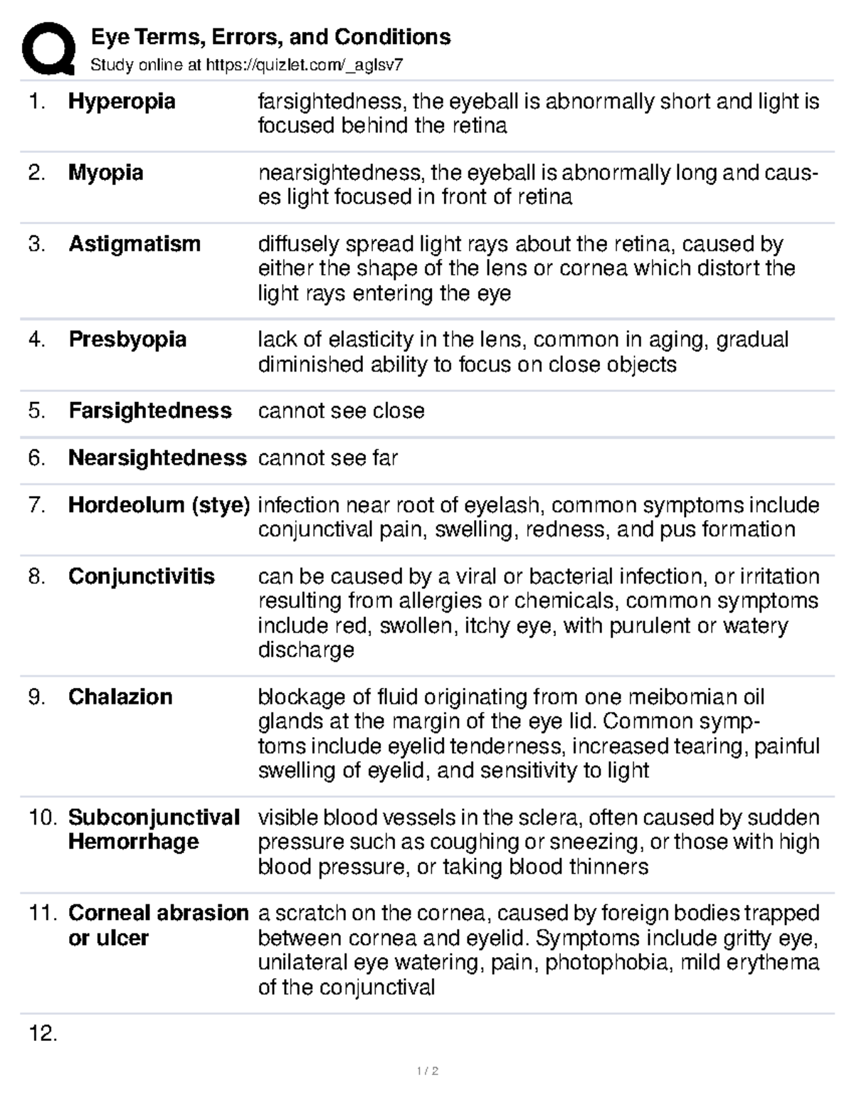 Eye Terms, Errors, and Conditions - Common symp- toms include eyelid ...