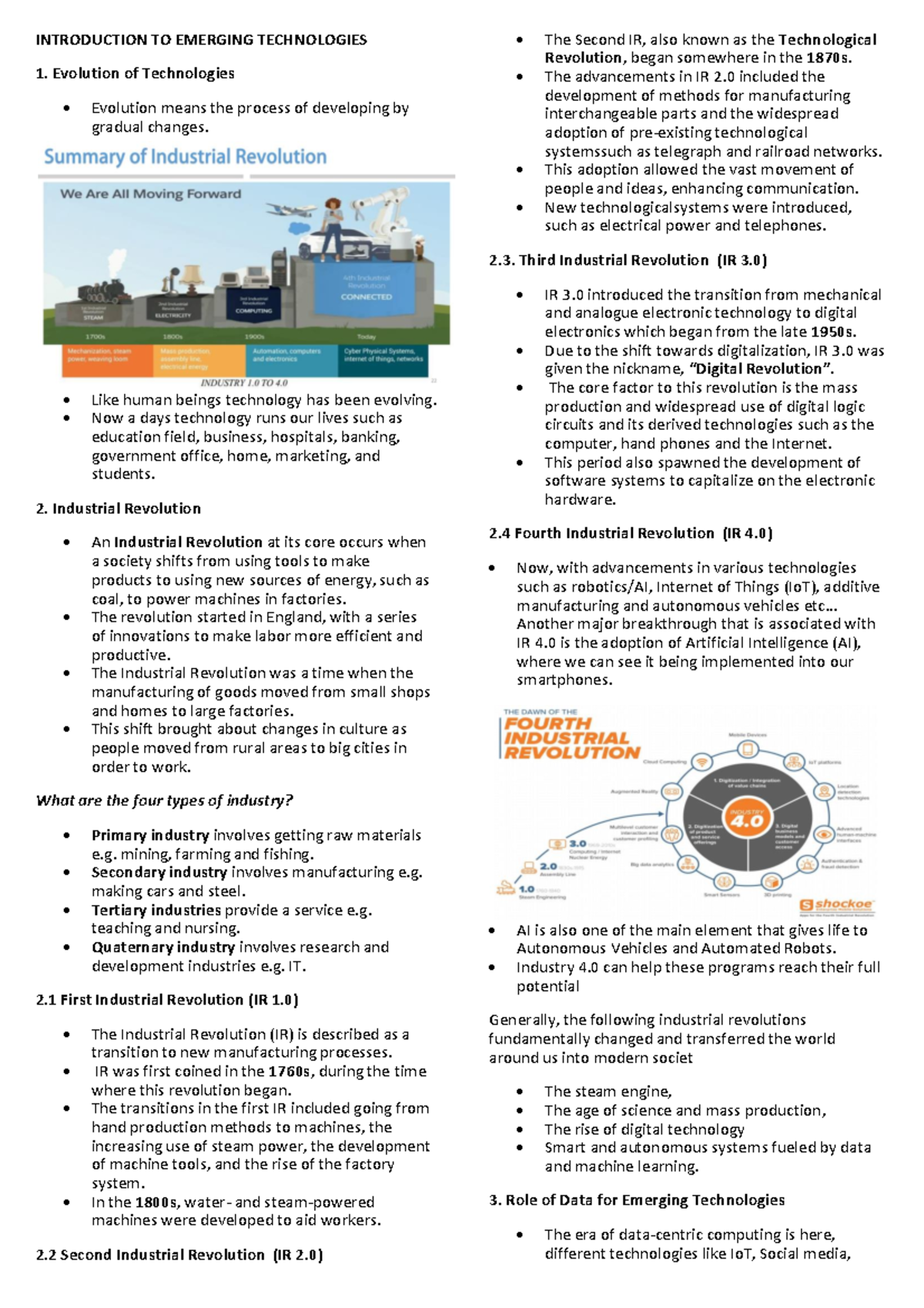 Emerging Tech Prelims Reviewer - INTRODUCTION TO EMERGING TECHNOLOGIES ...