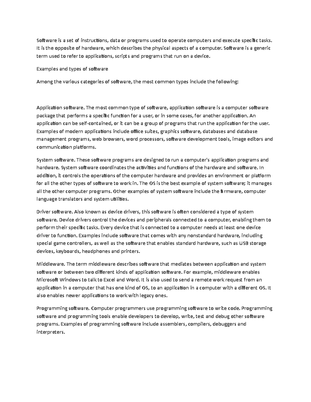 Software definition - Software is a set of instructions, data or ...